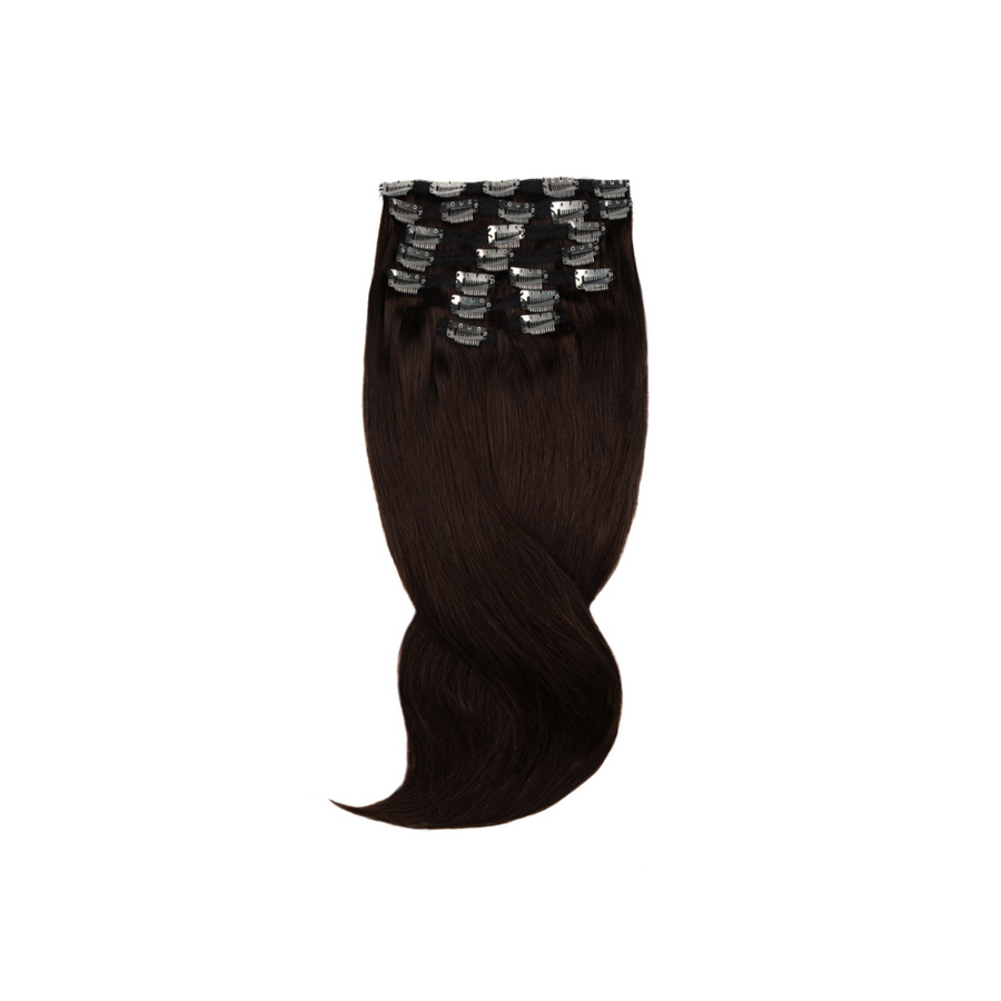 Amazing Hair 24-Inch 9-Piece Clip-In Human Hair Extensions in Dark Bro